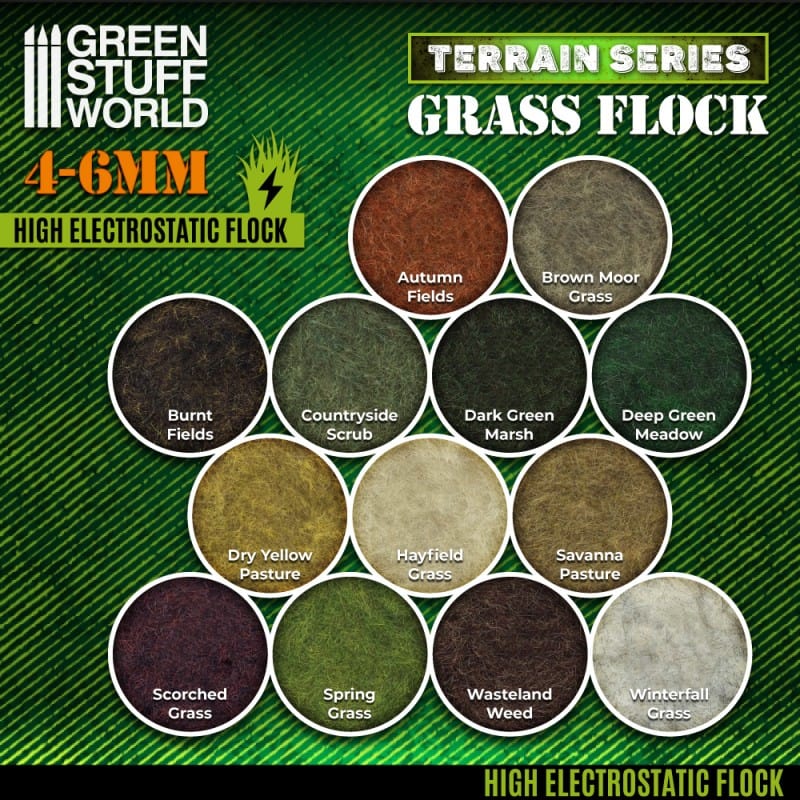 GSW Static Grass Flock 4-6mm - Dark Green Marsh 200ml Scale modelling ...